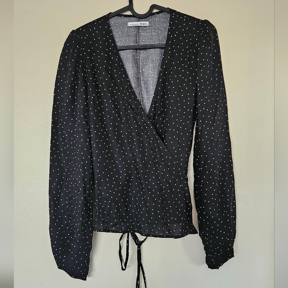 Reformation | Tops | Reformation Alaina Wrap Blouse In Ditto Dot | Poshmark